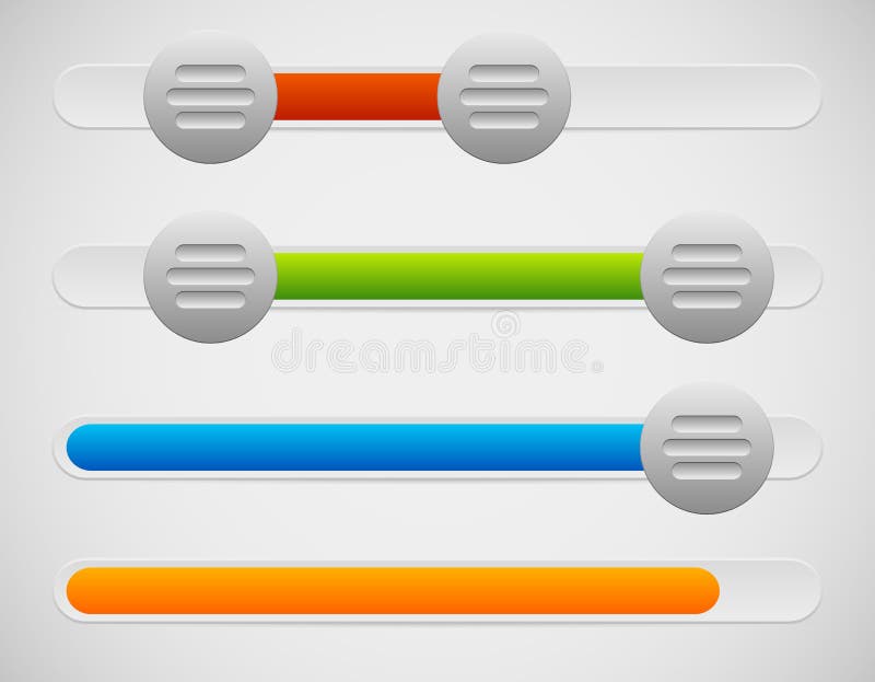 Slider / Adjuster UI Elements with Knobs and Loading, Progress B Stock Vector - Illustration of ...