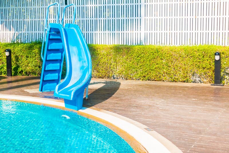 Slider Around Swimming Pool Stock Photo - Image of pool, entertainment ...
