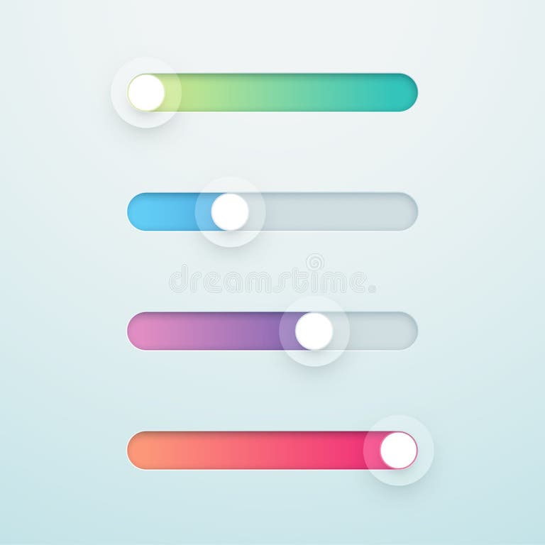 Slider Bar Infographic Colorful Vector Elements Set Stock Vector ...