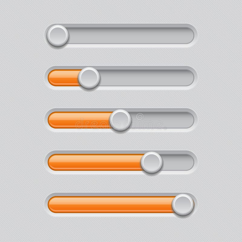 Slider Bars. Gray Orange Volume Level Console Stock Vector ...