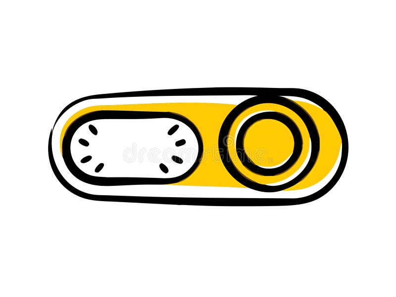 Slider Button Toggle in Yellow with Simple Line Art Style Stock ...
