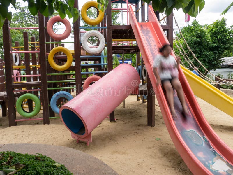 Children slide stock image. Image of swing, kindergarten - 25503337