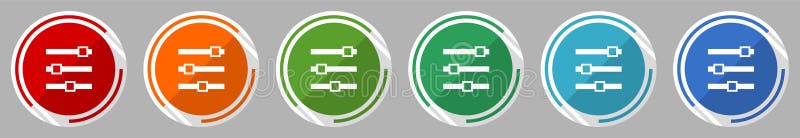 Slider Icon Set, Vector Illustration in 6 Colors Options for Webdesign ...