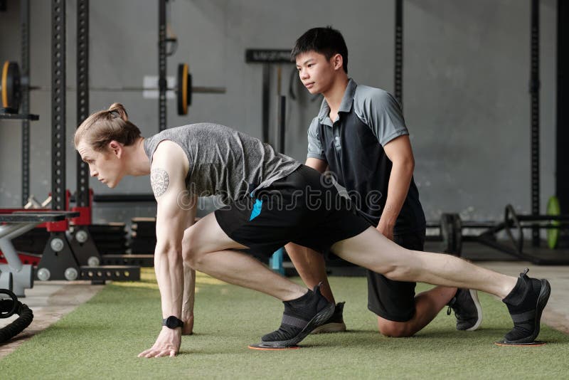 Slider Mountain Climber Exercise Stock Photo - Image of help ...