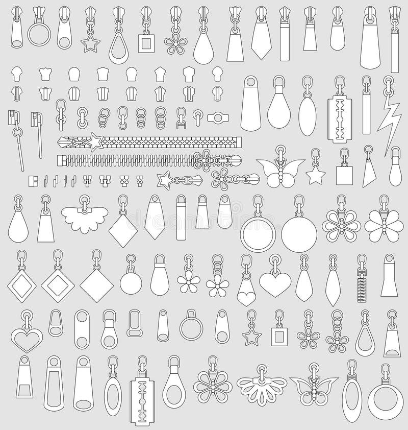 Slider Pull Theet Zipper Construction Kit Fashion Flat Stock Vector ...