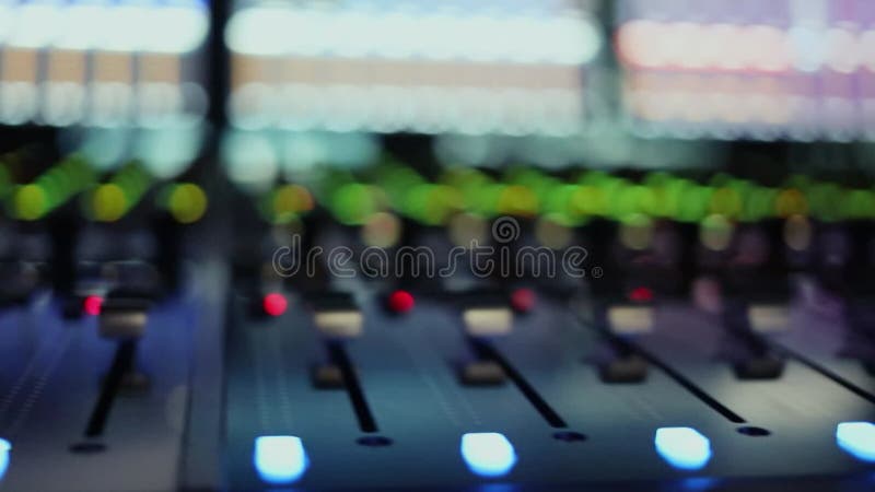 Sliders on Illuminated Control Panel in Sound Stock Video - Video of ...