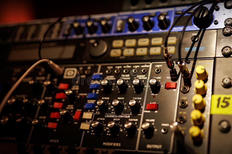 Sliders and Knobs at an Audio Mixing Console. Stock Photo - Image of ...