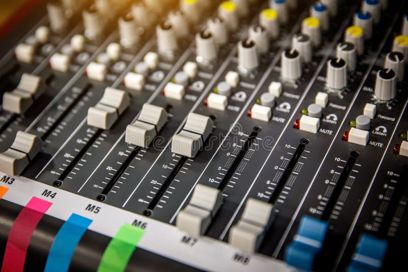 Sliders on the Musical Control Panel Stock Photo - Image of engineer ...