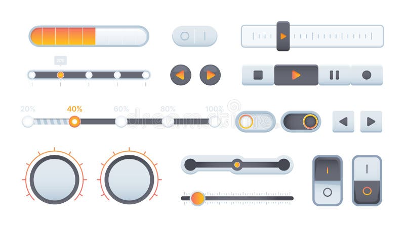 Sliders. Volume Progressive Bar Controls Scrolling Ui Online Elements ...