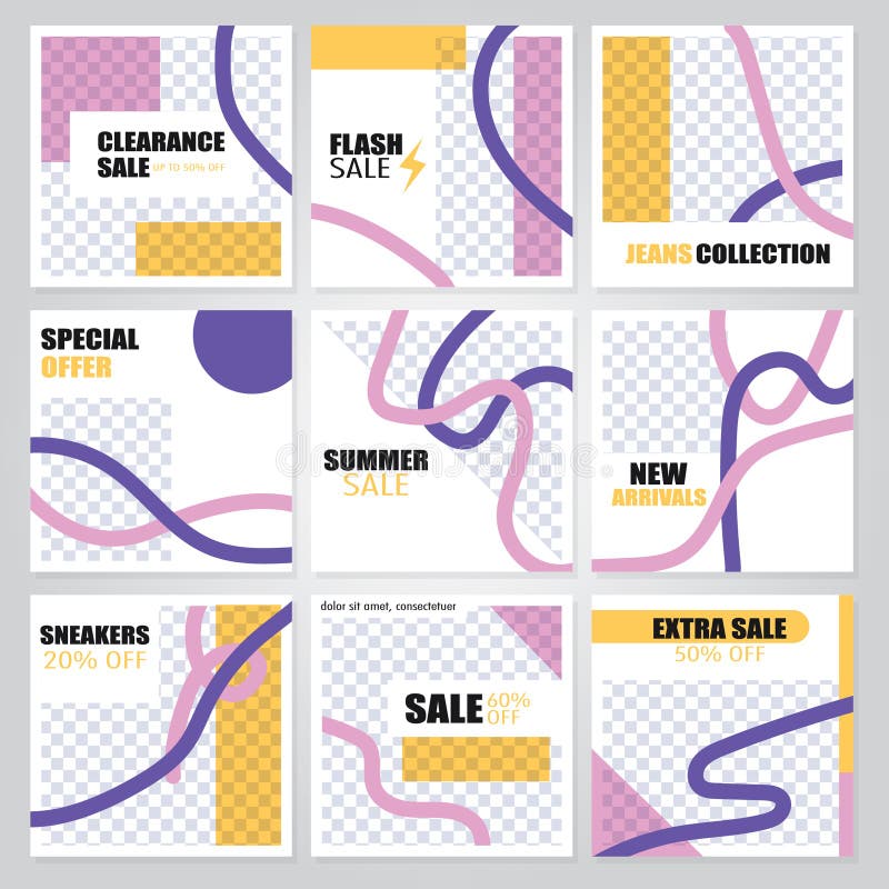 9 Slides Modern Promotion Square Web Banner for Social Media. Modern ...