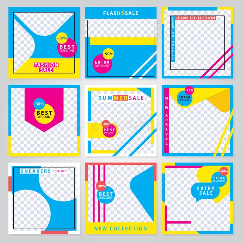 9 Slides Modern Promotion Square Web Banner for Social Media. Modern ...