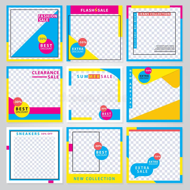 9 Slides Modern Promotion Square Web Banner for Social Media. Modern ...