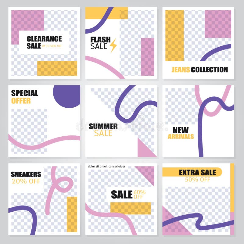 9 Slides Modern Promotion Square Web Banner for Social Media. Modern ...