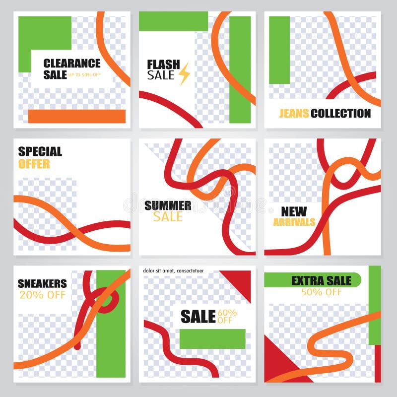 9 Slides Modern Promotion Square Web Banner for Social Media. Modern ...