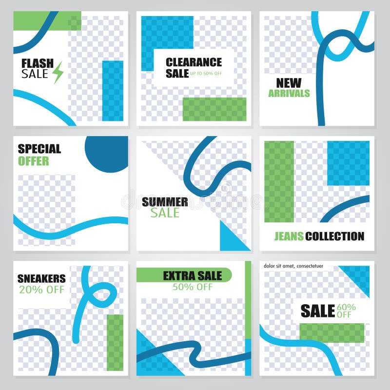 9 Slides Modern Promotion Square Web Banner for Social Media. Modern ...