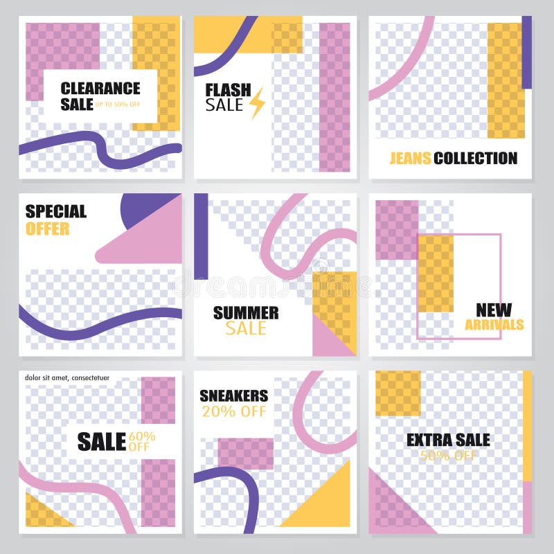 9 Slides Modern Promotion Square Web Banner for Social Media. Modern ...