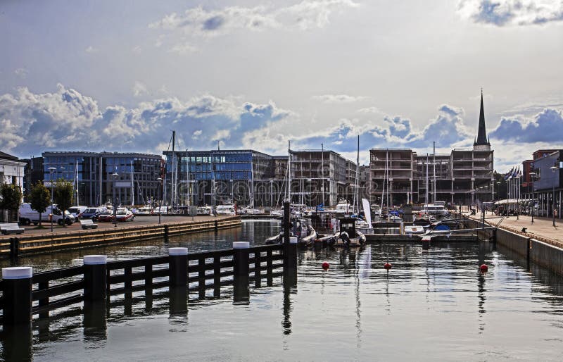 Sliding Bridge for Pleasure Boats and Boats in the Port Stock Photo ...