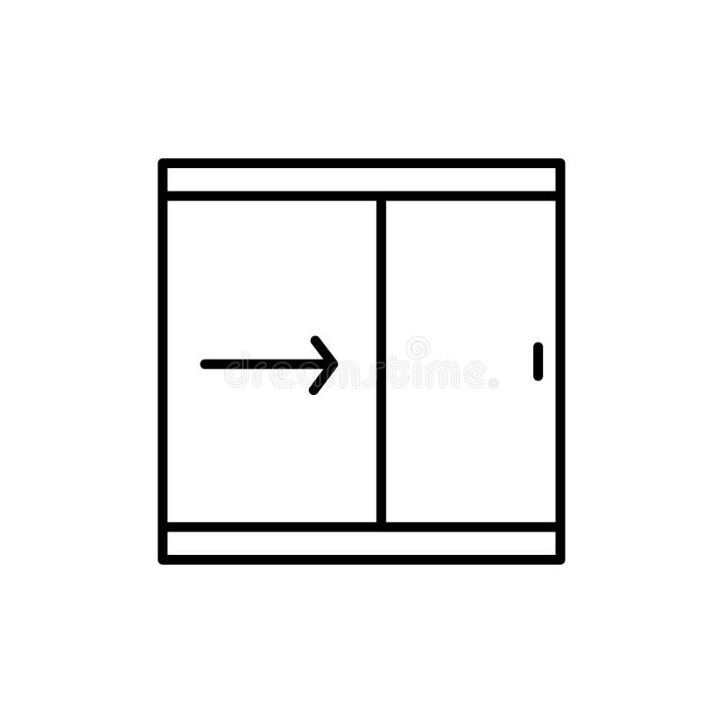 Sliding Door Icon Set. Slide To Open Door Arrow Vector Symbol in a ...
