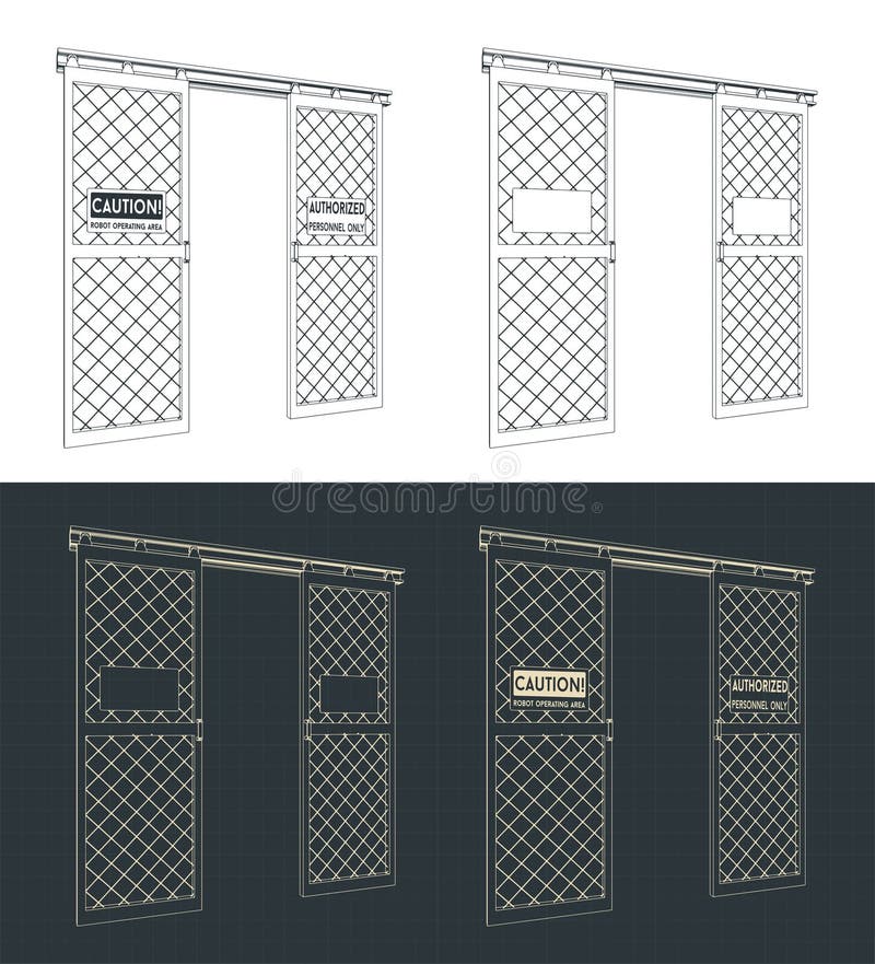 Sliding Doors for Robotic Cell Drawings Stock Vector - Illustration of ...