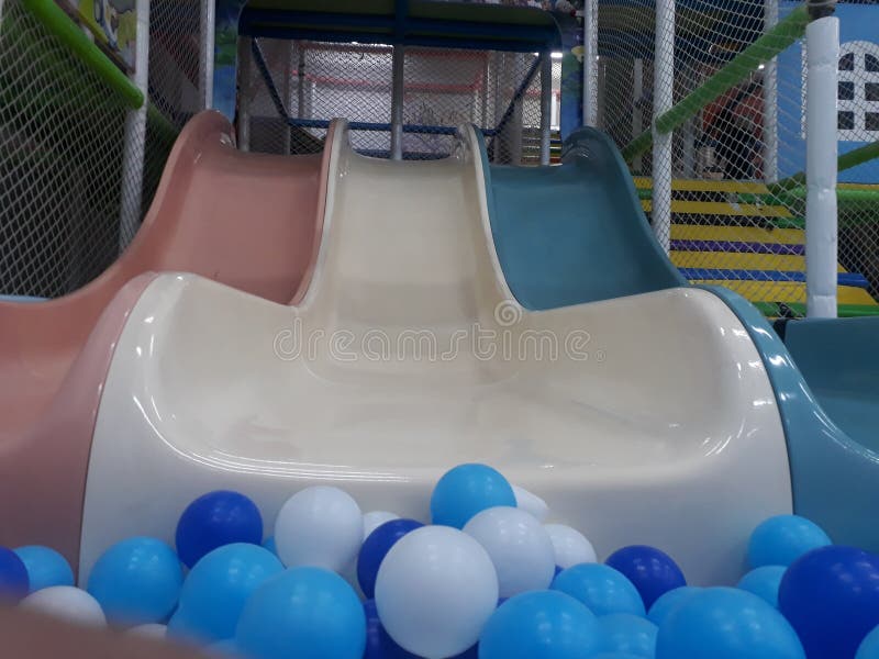 A Sliding Place for Children Stock Image - Image of ball, blue: 251891669