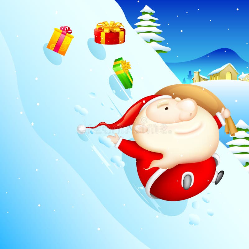 Sliding Santa stock vector. Illustration of nature, holiday - 26792068