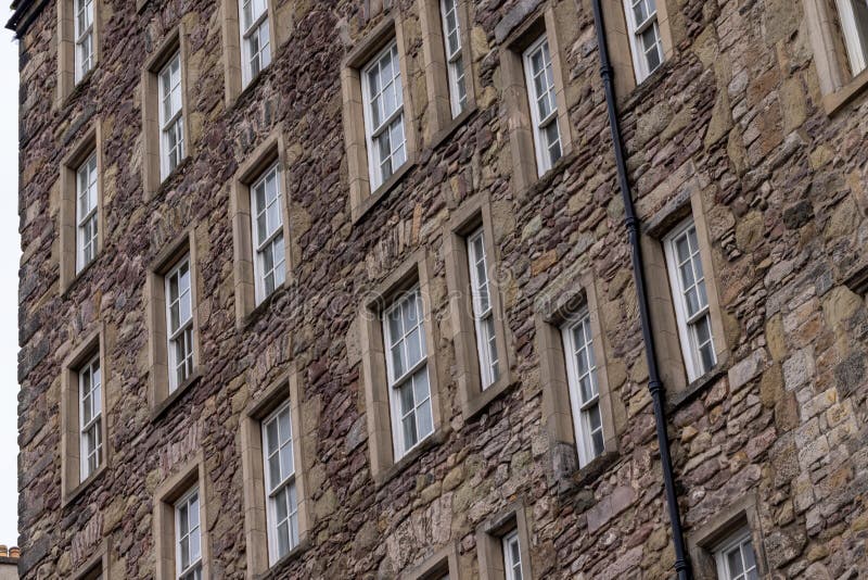 Sliding Sash Windows on Historic Stone Wall Period Building UK Stock ...