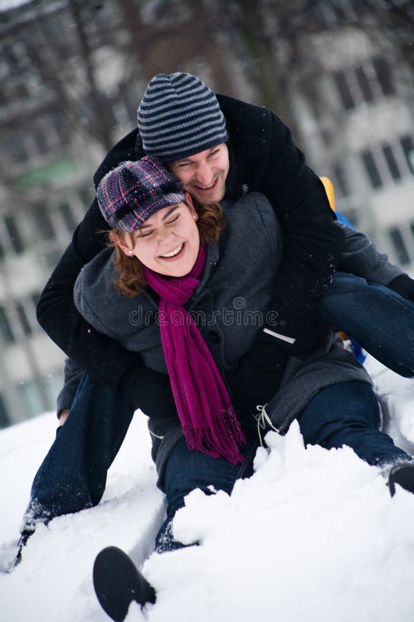Sliding of the sled stock photo. Image of season, lovers - 12858732
