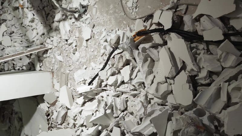 Sliding View of the Dismantling Work in the Apartment, Full of Broken ...