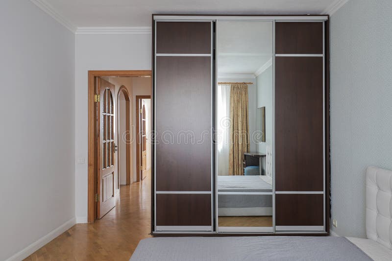 Sliding Wardrobe in the Bedroom Interior Stock Photo - Image of bright ...
