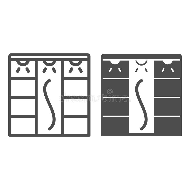 Sliding Wardrobe with Lamps Line and Solid Icon, Interior Design ...