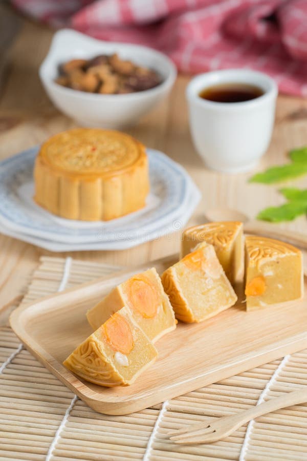 Slied of Mooncake on Plate. Stock Photo - Image of decoration, sliced ...