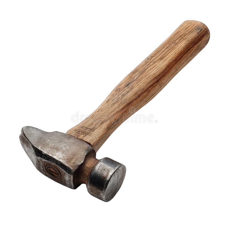 A Slightly Angled View of a Metal Hammer with a Wooden Handle on Black ...