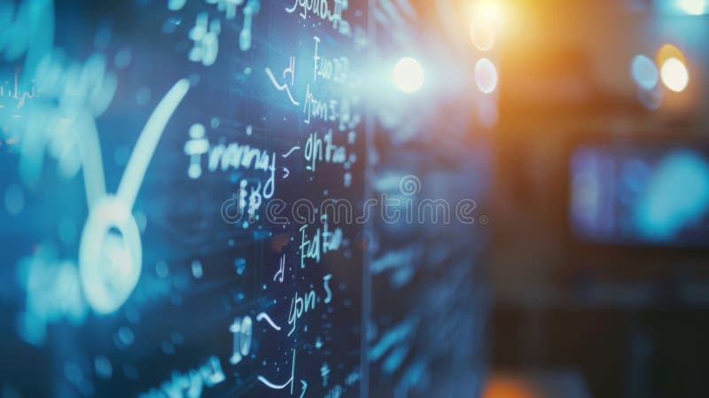 Slightly Blurred Projector Screen Displaying Equation Stock Image ...