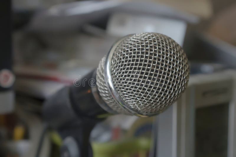 A Slightly Dusty Computer Microphone with a Steel Mesh. Stock Image ...