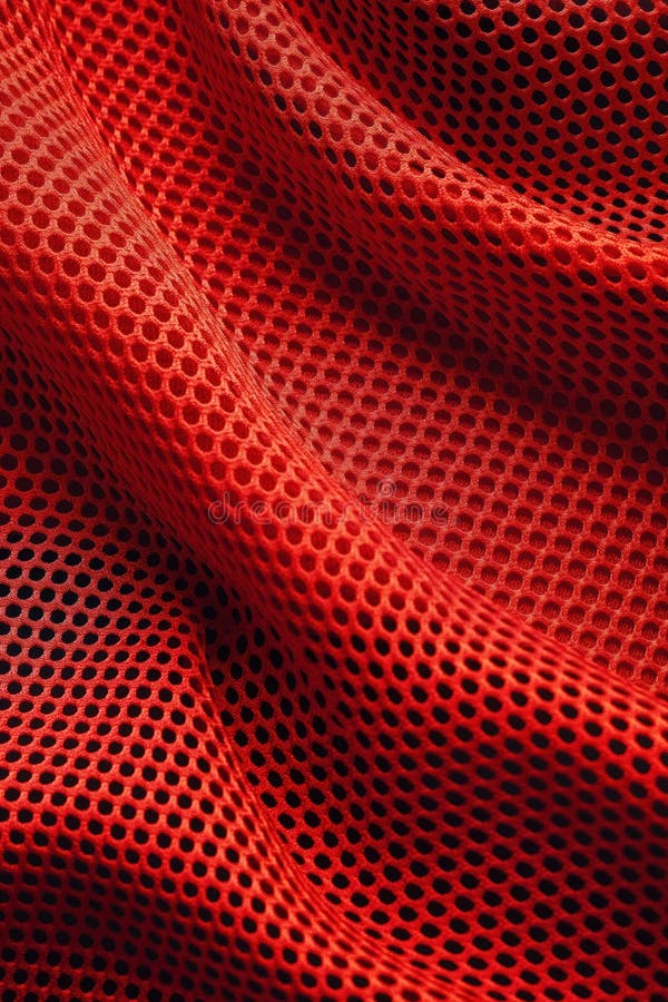 Vibrant Red Synthetic Fabric Close-up with Unique Texture and Intricate ...