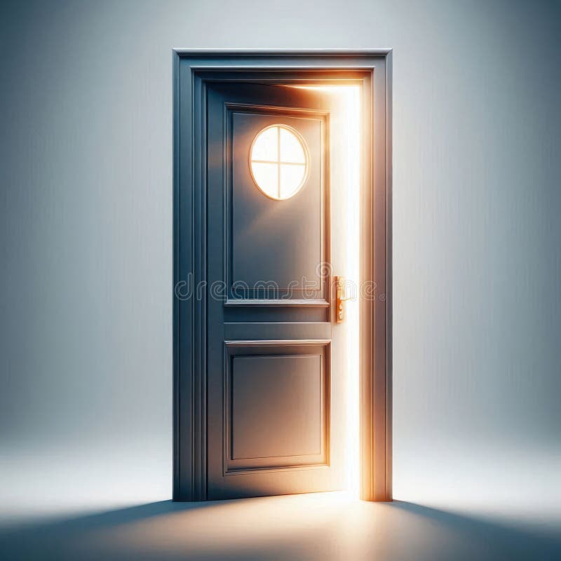 A Slightly Open Door with a Warm Light Inside. Space for Text. Stock ...