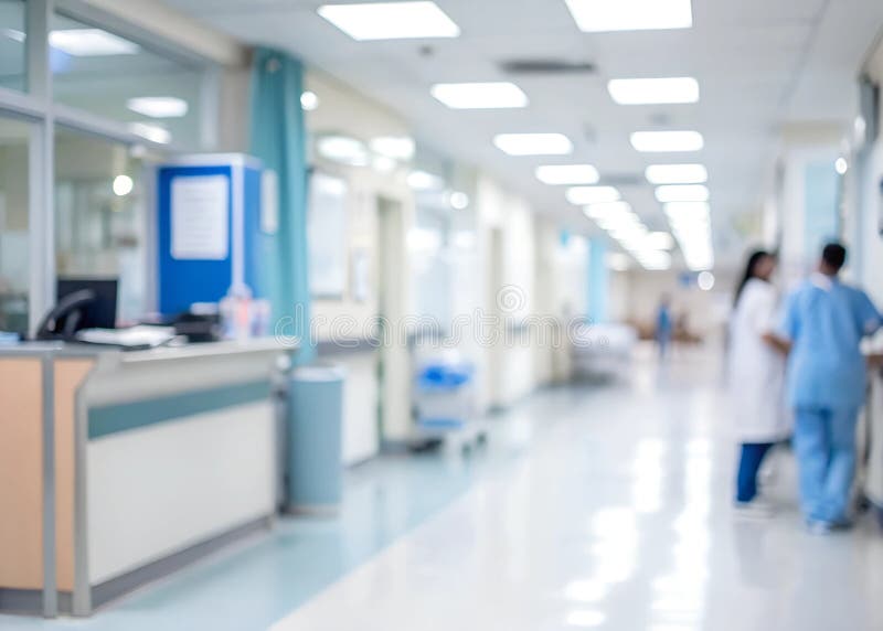 A Slightly Out-of-focus View of a Modern Hospital Corridor. Stock ...