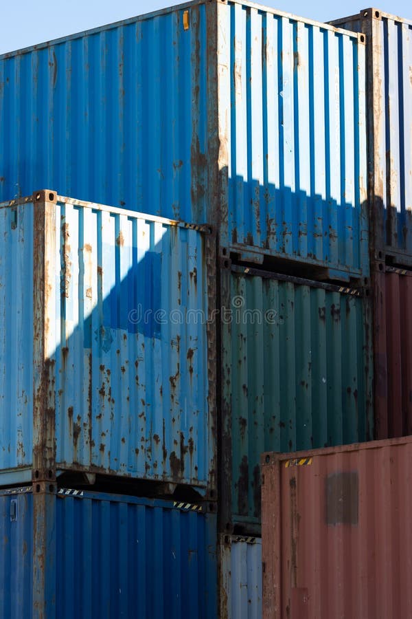 Slightly Rusty Industrial Containers Ready for Shipping Stock Image ...