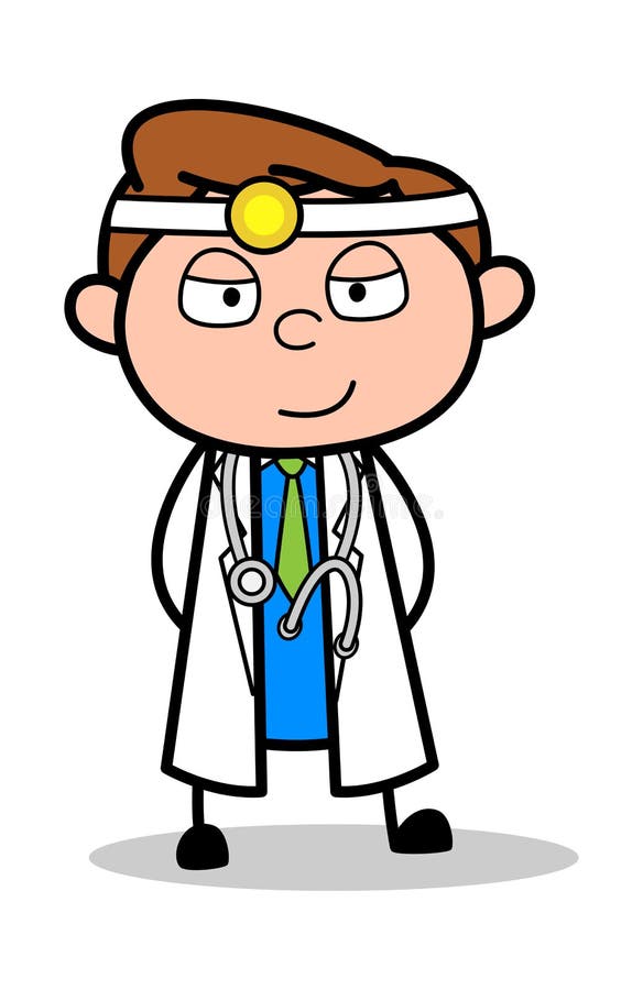 Slightly Smiling - Professional Cartoon Doctor Vector Illustration ...