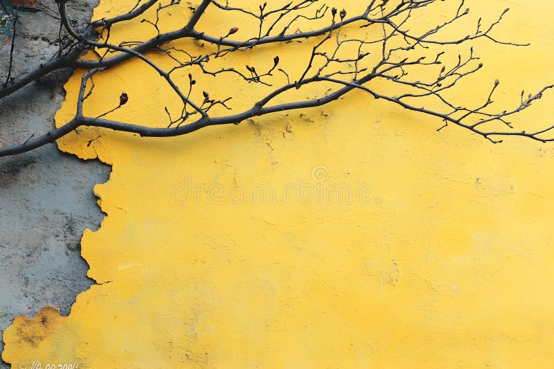 A Slightly Weathered Yellow Wall with Visible Texture and a Few Subtle ...