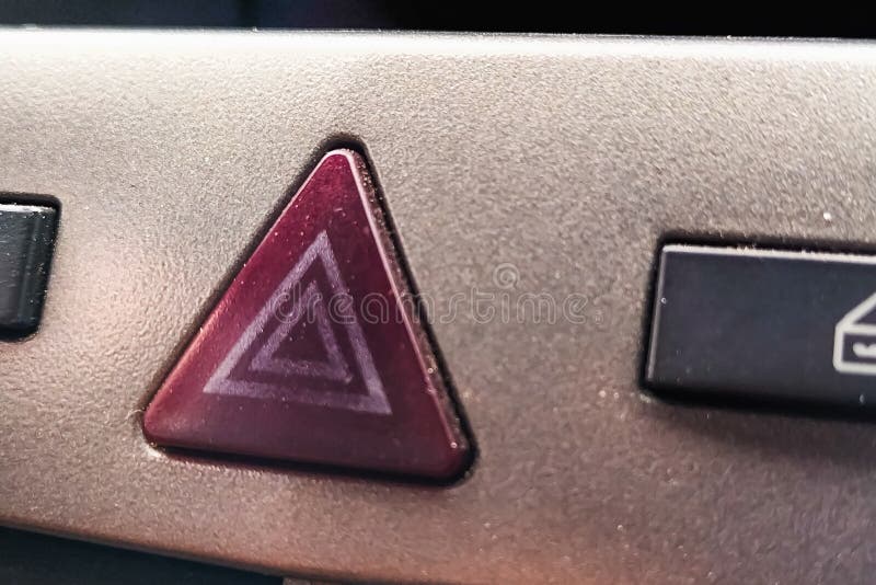 Slightly Worn Red Hazard Warning Button on the Car Panel As an ...