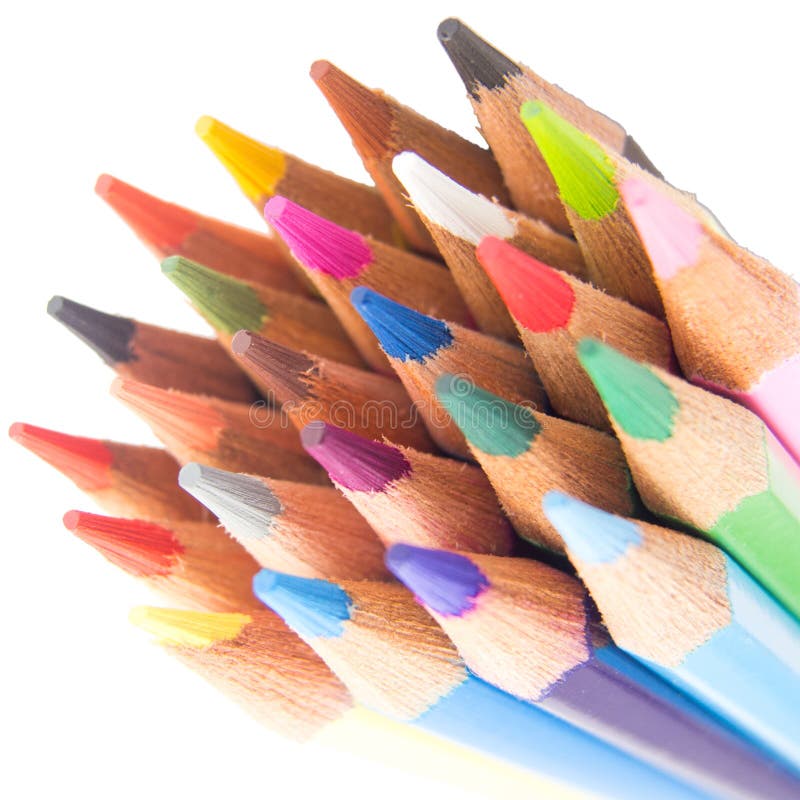 Slim Crayon Tips Diagonal on White Stock Photo - Image of school, blue ...