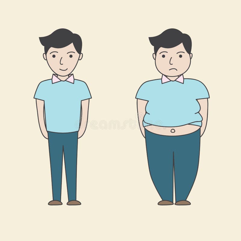 Slim and Fat, Cartoon Vector Stock Vector - Illustration of slim ...
