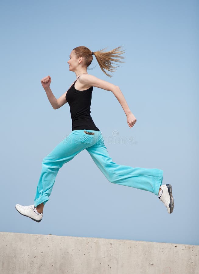 Slim girl runs stock photo. Image of clothing, lifestyle - 25765218