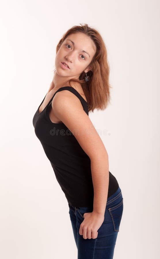Slim Girl on a White Background Stock Photo - Image of beautiful ...