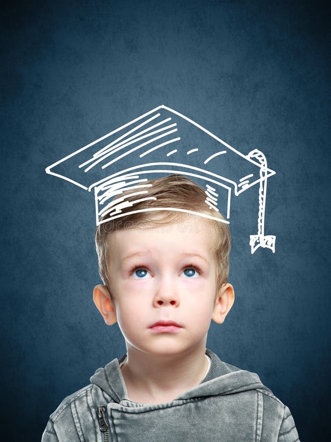 Slim Kind in Een Getrokken Studentenhoed Stock Afbeelding - Image of ...