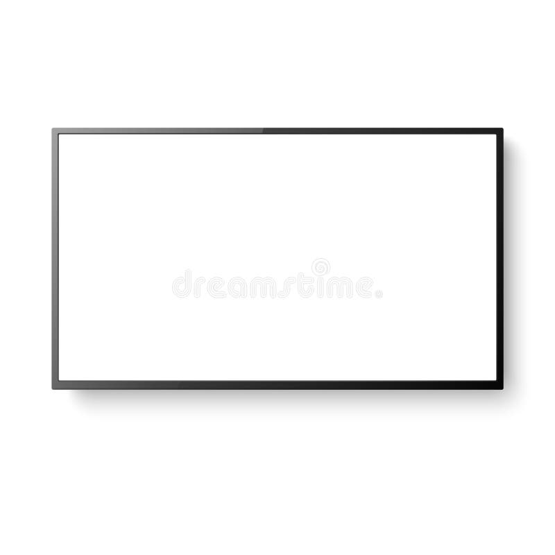 A Slim, Modern Rectangular Monitor with a Black Frame and Shadow ...