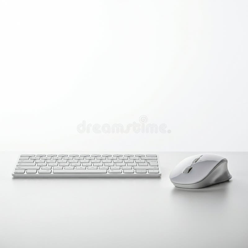 Slim, Modern Wireless Keyboard and Mouse on a Plain White Surface. the ...