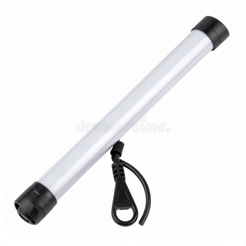 Slim Portable Led Tube Light with Black End Caps Stock Illustration ...