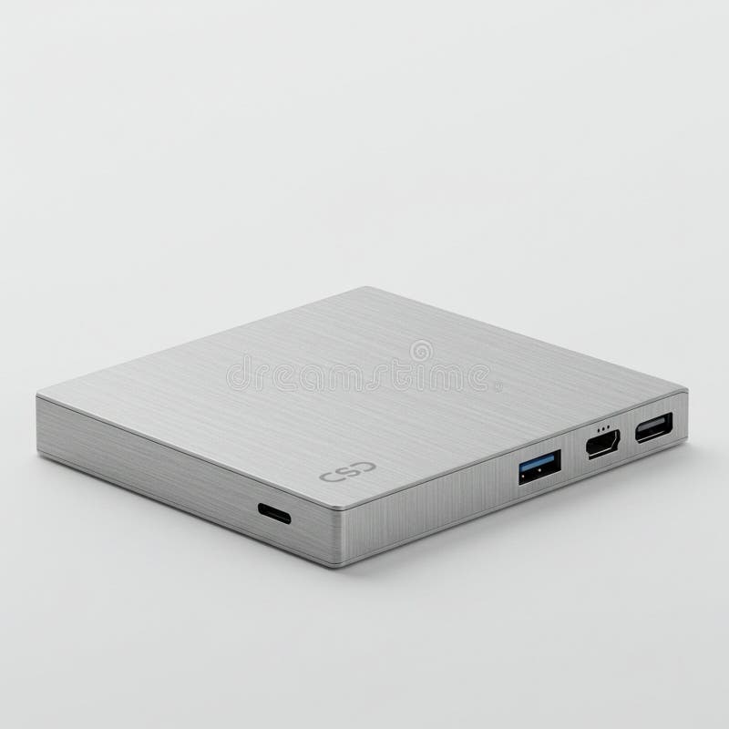 Slim, Rectangular Electronic Device with a Brushed Silver Finish ...